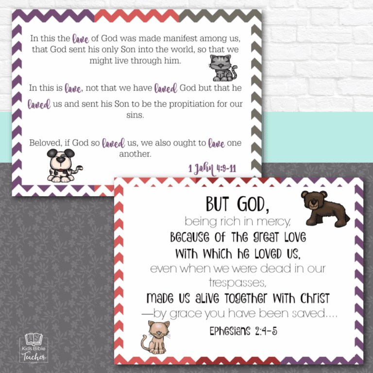 God's Love Bible Verse Cards - Kids Bible Teacher