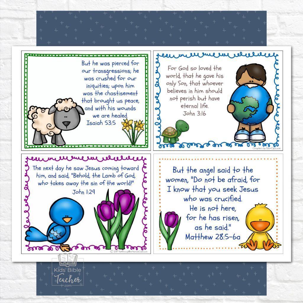 Easter Bible Verse Cards Set - Kids Bible Teacher