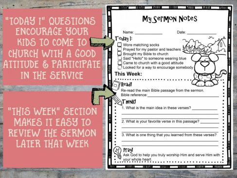 Printable Sermon Notes Sheet - Kids Bible Teacher