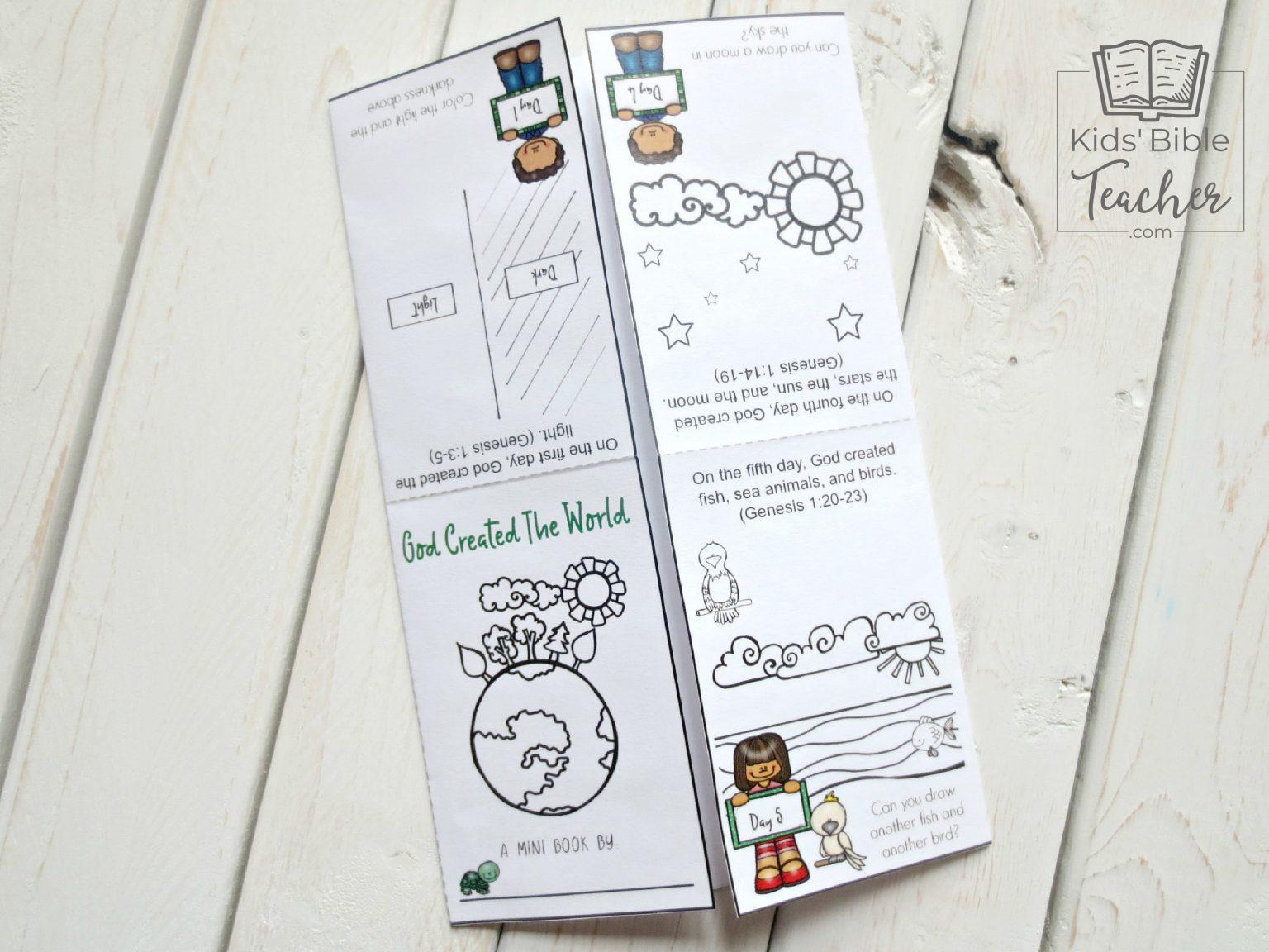 Bible Story of Creation Mini Book Genesis Craft for Kids - Kids Bible ...