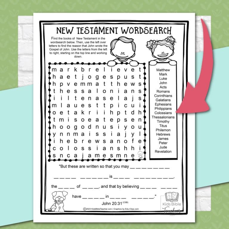 New Testament Wordsearch Activity Page - Kids Bible Teacher