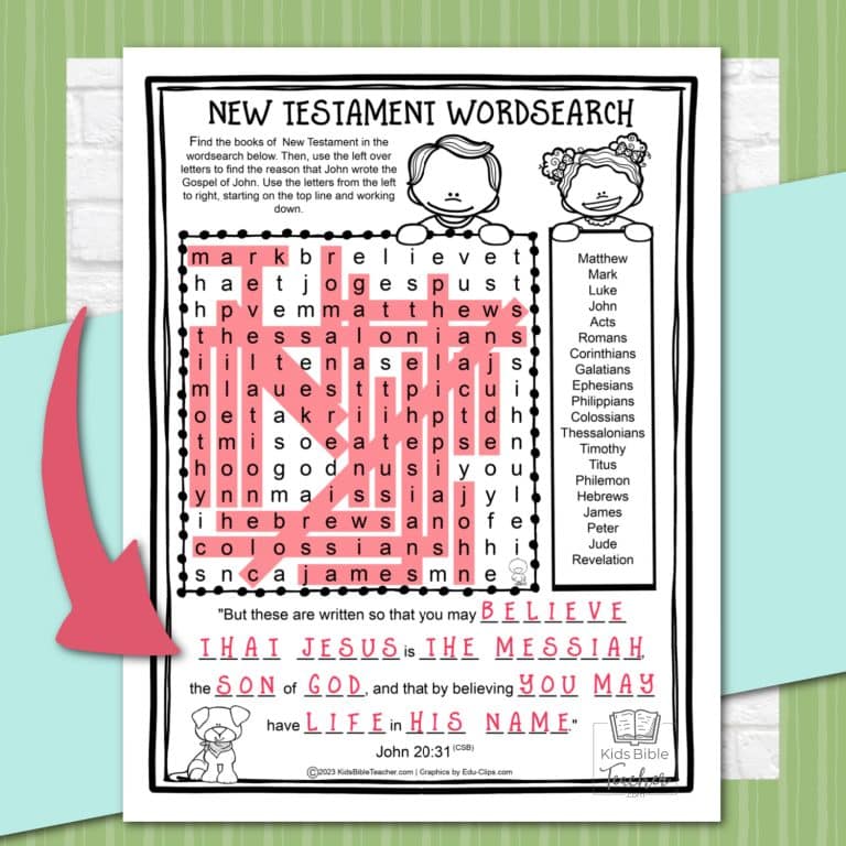 New Testament Wordsearch Activity Page - Kids Bible Teacher