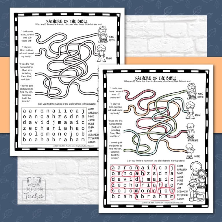 Fathers in the Bible Activity Pages - Kids Bible Teacher