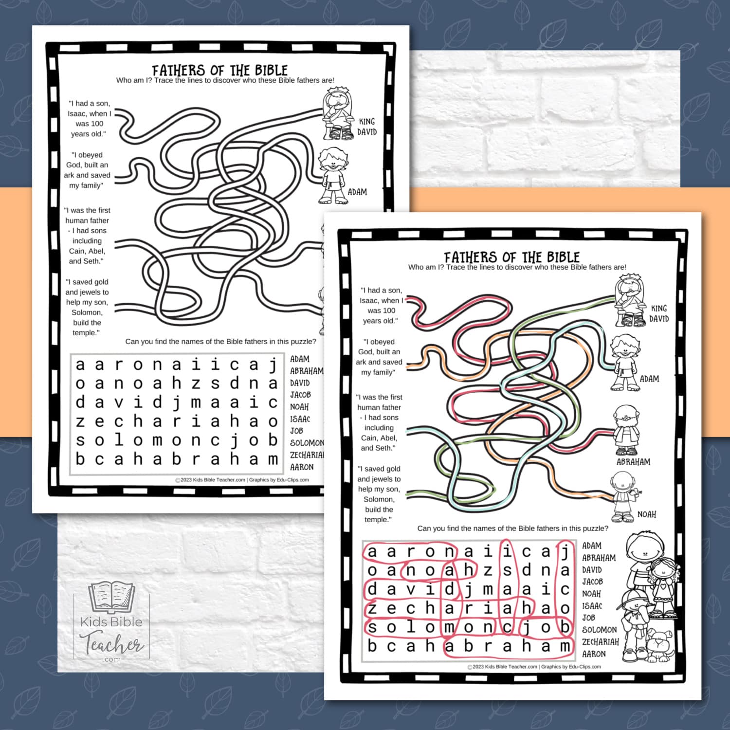 Fathers in the Bible Activity Pages - Kids Bible Teacher