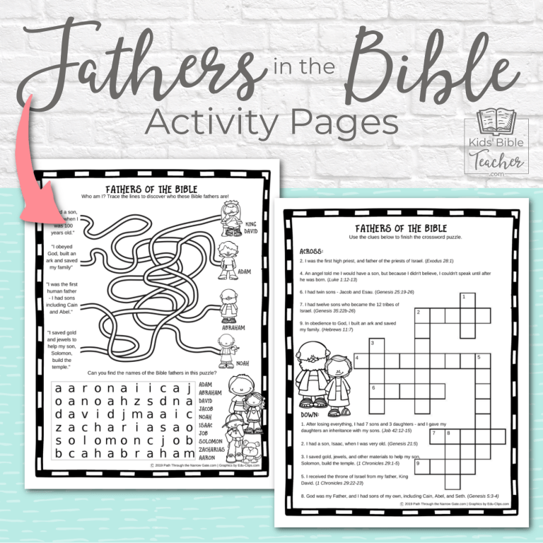 Fathers in the Bible Activity Pages - Kids Bible Teacher