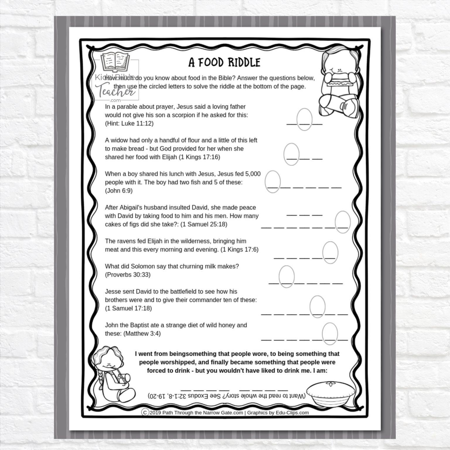 Food in the Bible Activity Page - Kids Bible Teacher