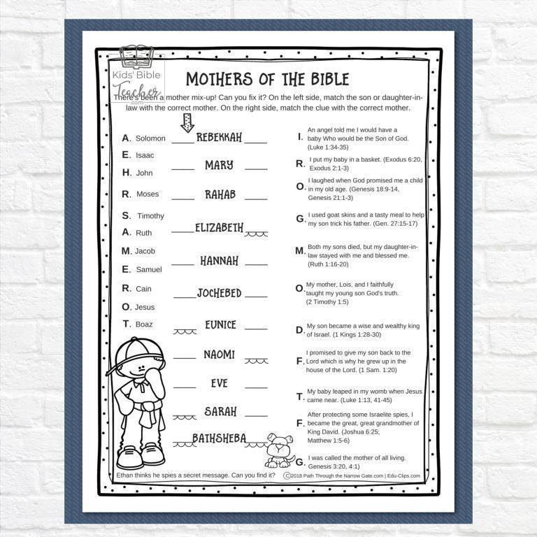 Mothers in the Bible Activity Pages - Kids Bible Teacher