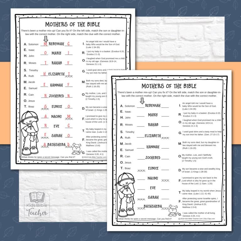 Mothers in the Bible Activity Pages - Kids Bible Teacher
