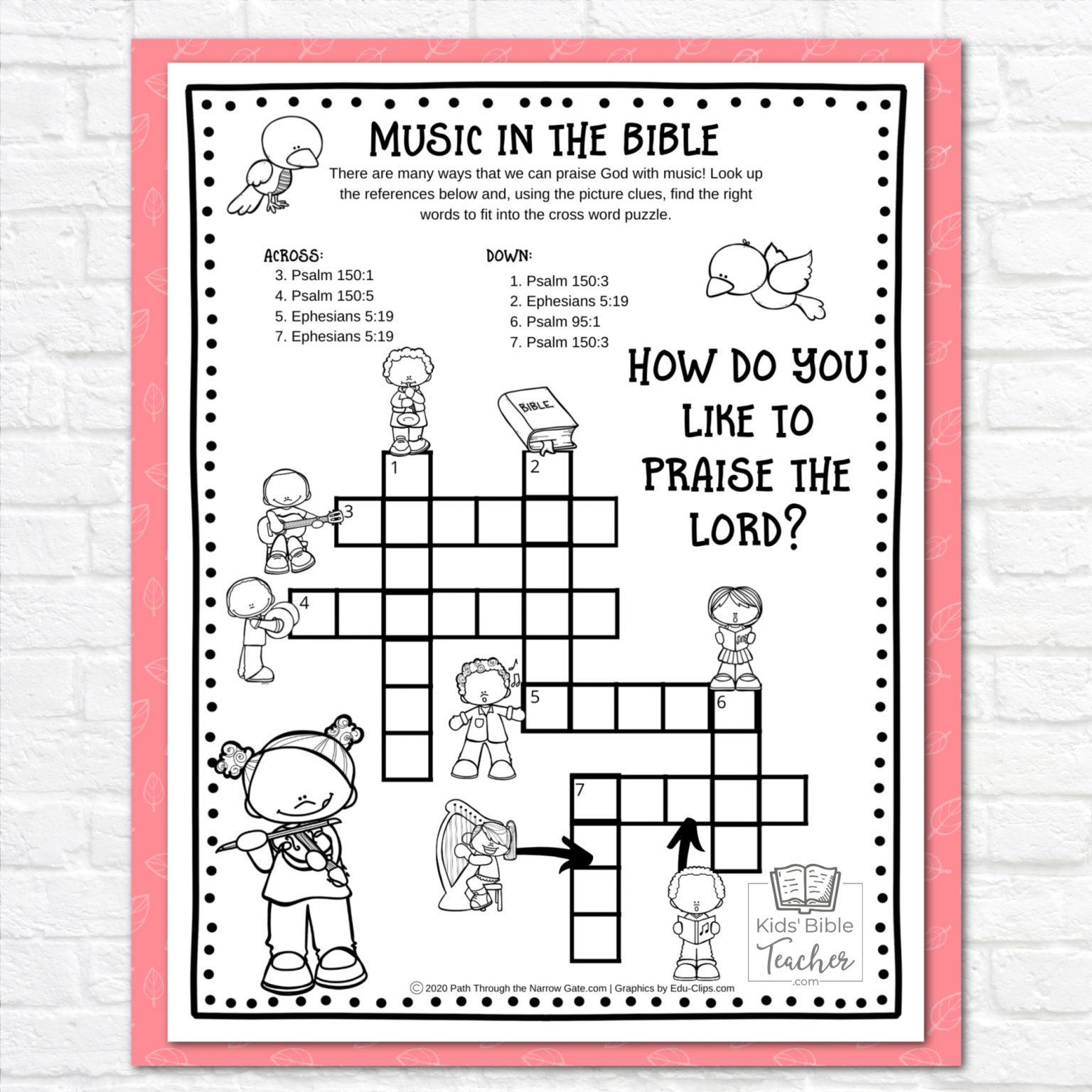 Music in the Bible Activity Pages - Kids Bible Teacher