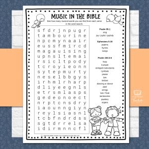 Bible Activity Pages About Music - Kids Bible Teacher