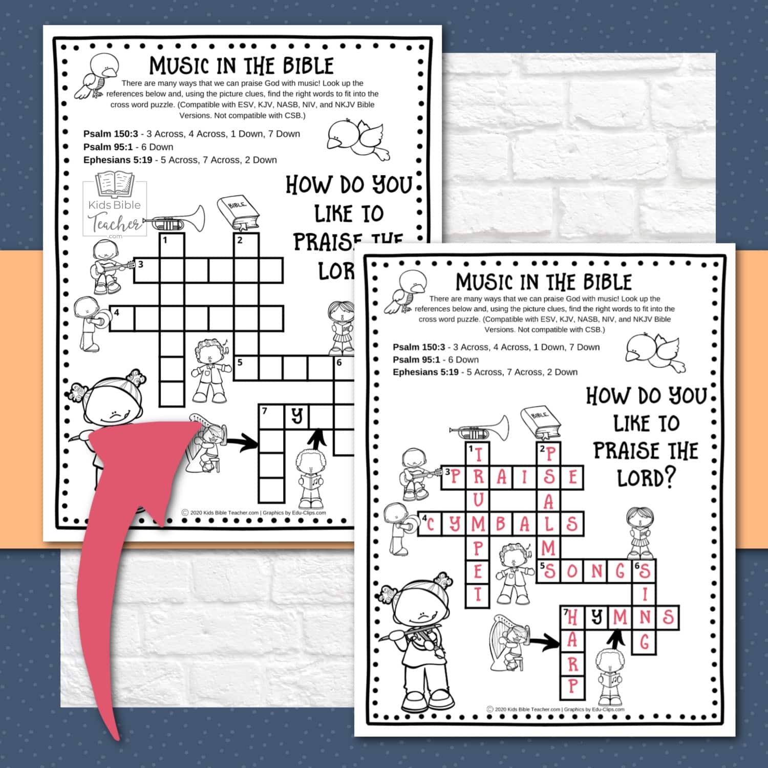 Bible Activity Pages About Music - Kids Bible Teacher