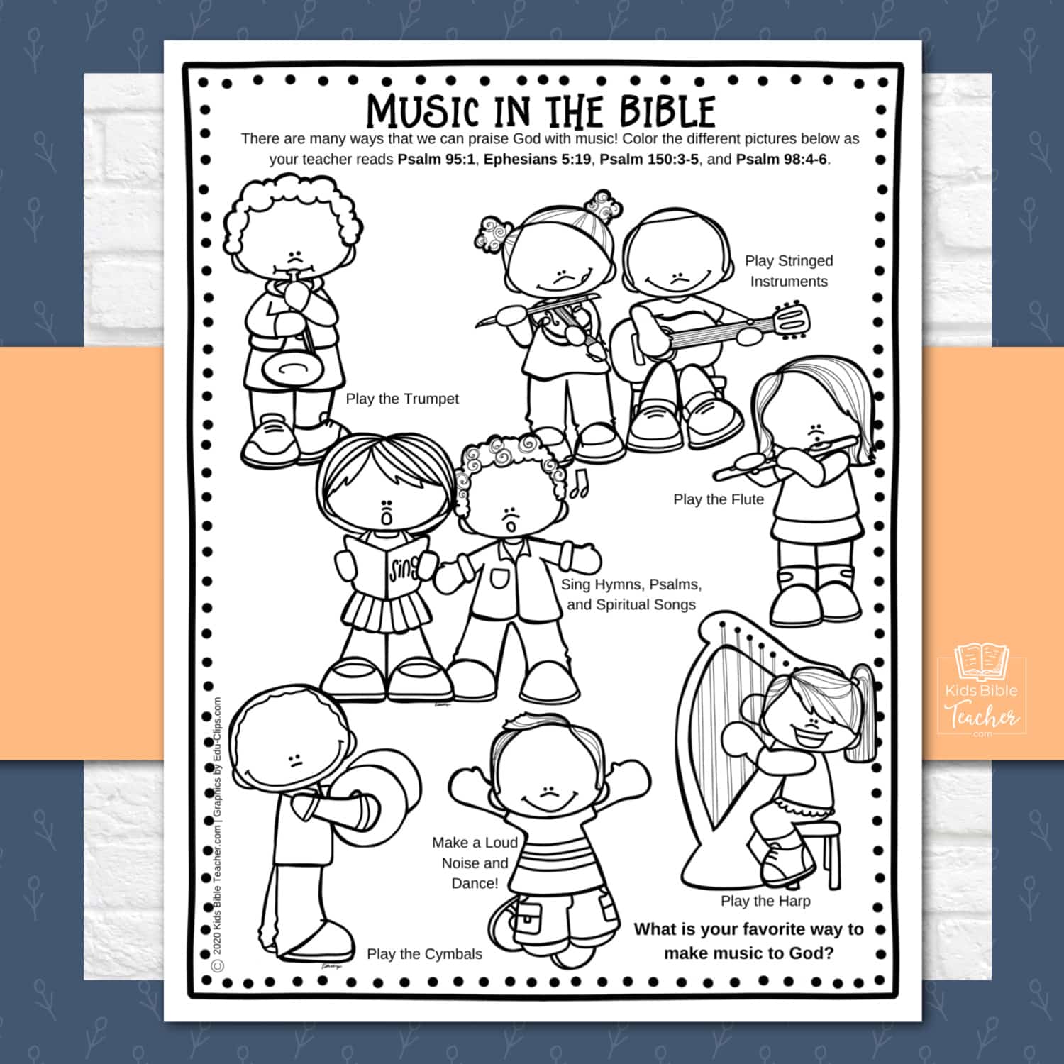 Bible Activity Pages About Music - Kids Bible Teacher