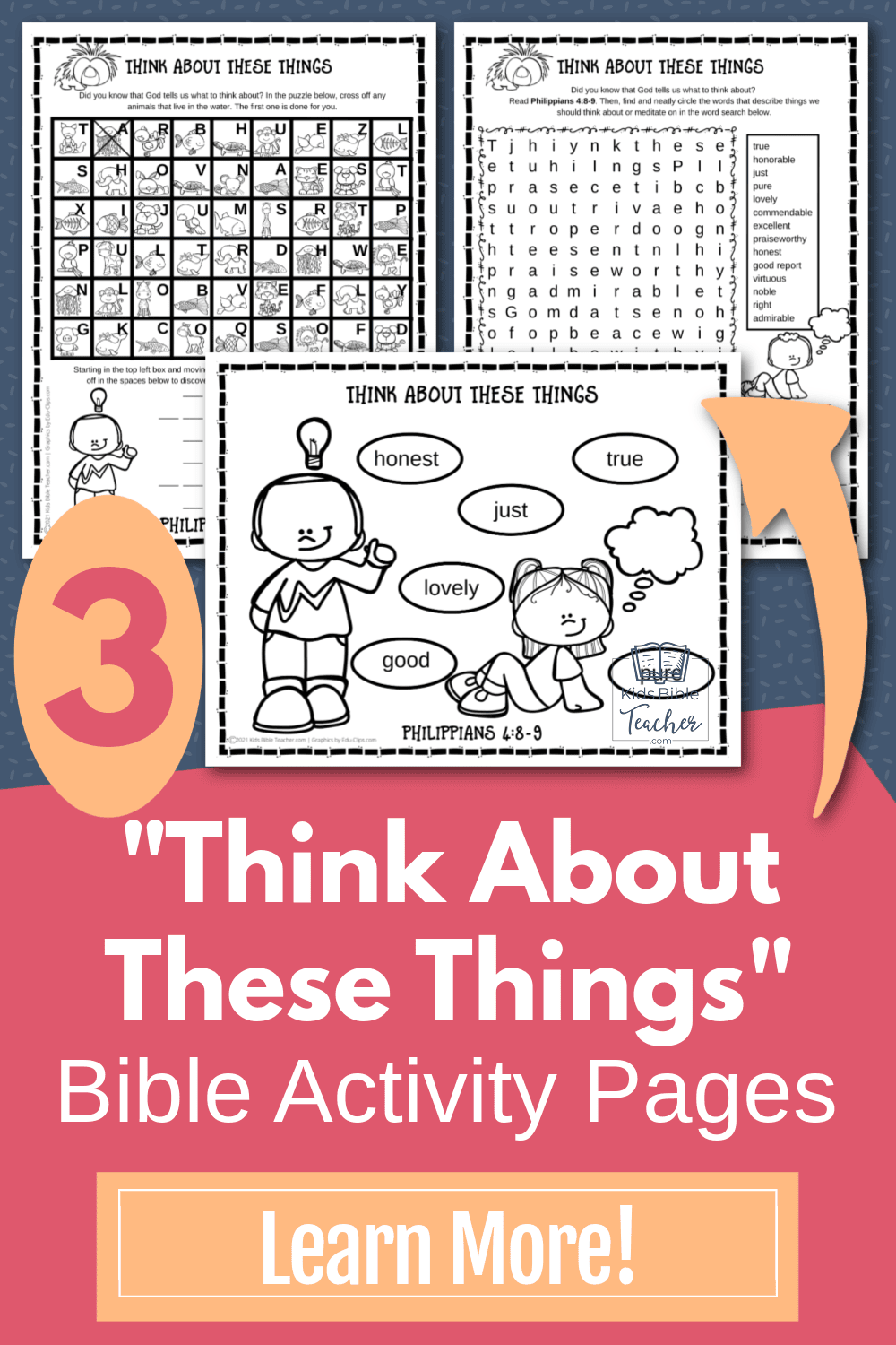 Think About These Things Activity Pages - Kids Bible Teacher