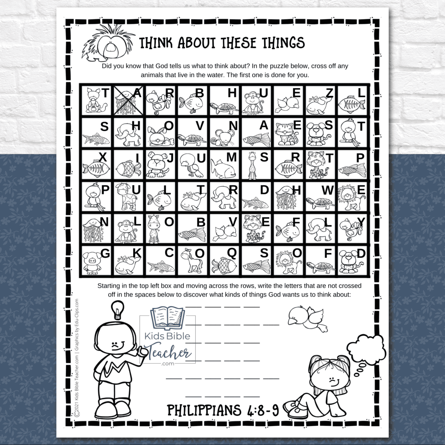 Think About These Things Activity Pages - Kids Bible Teacher