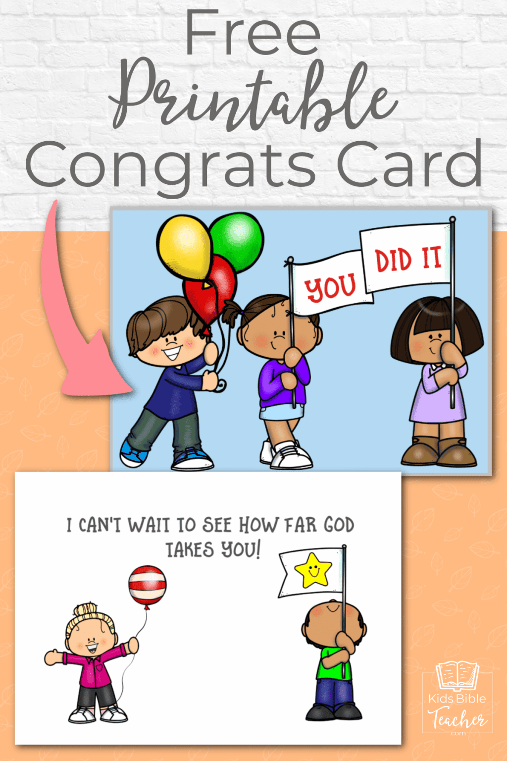 Free Printable Congratulations Card - Kids Bible Teacher
