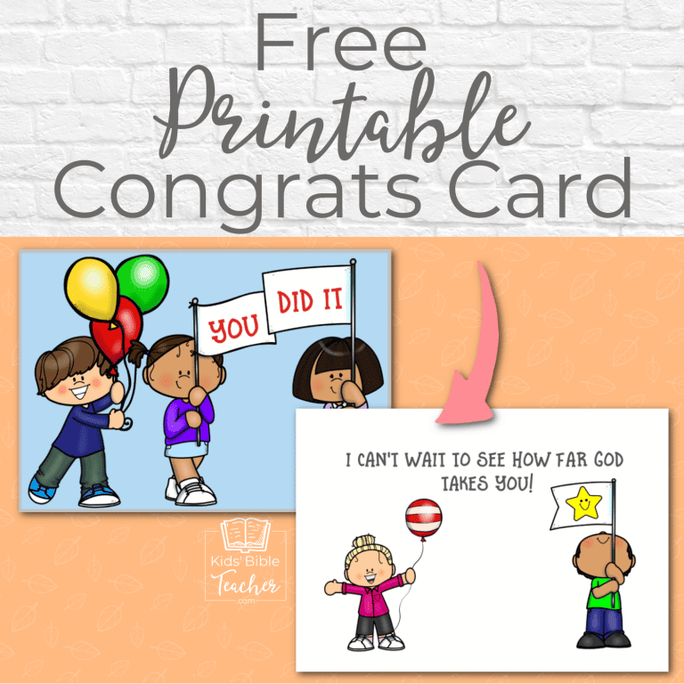 Free Printable Congratulations Card - Kids Bible Teacher