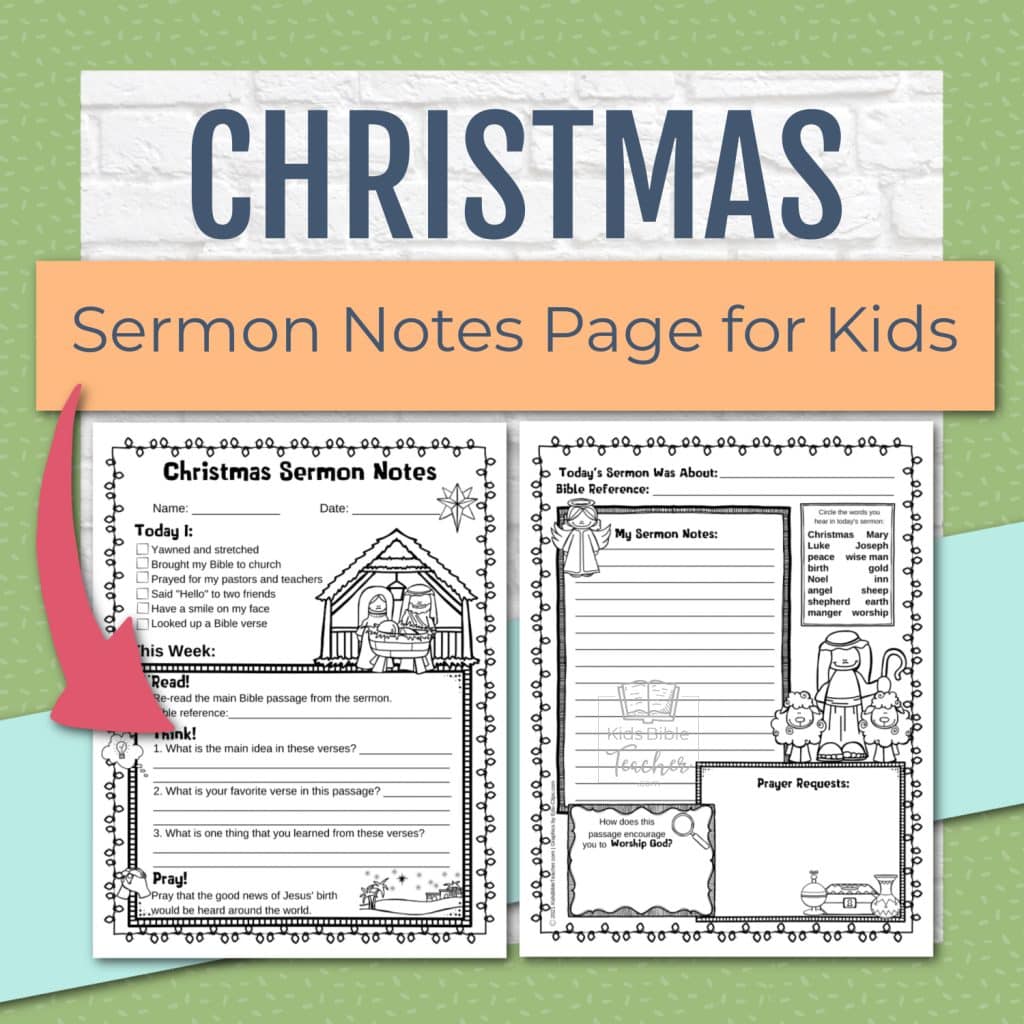 Christmas Sermon Notes Page - Kids Bible Teacher