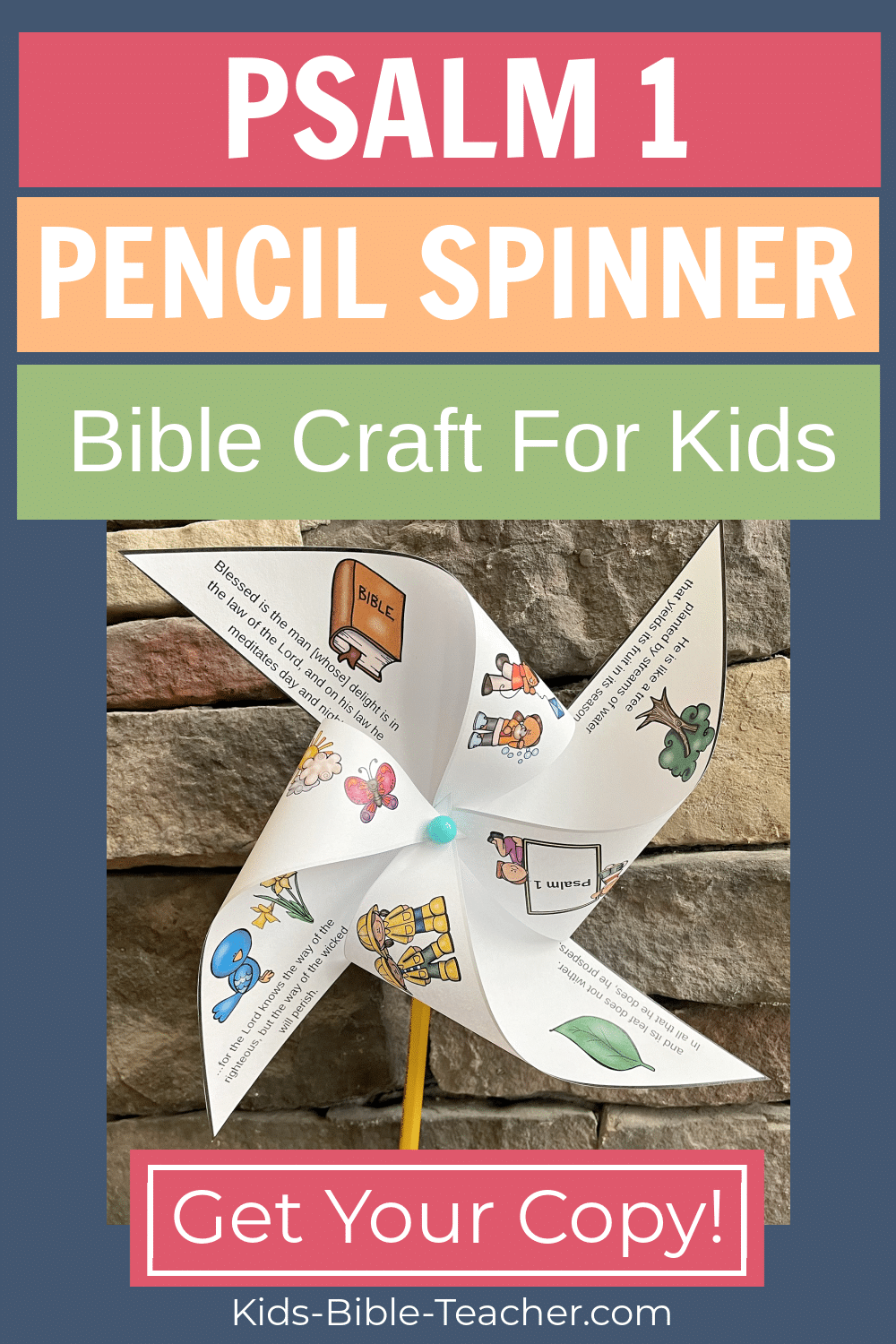 Psalm 1 Spring Pencil Spinner Craft - Kids Bible Teacher