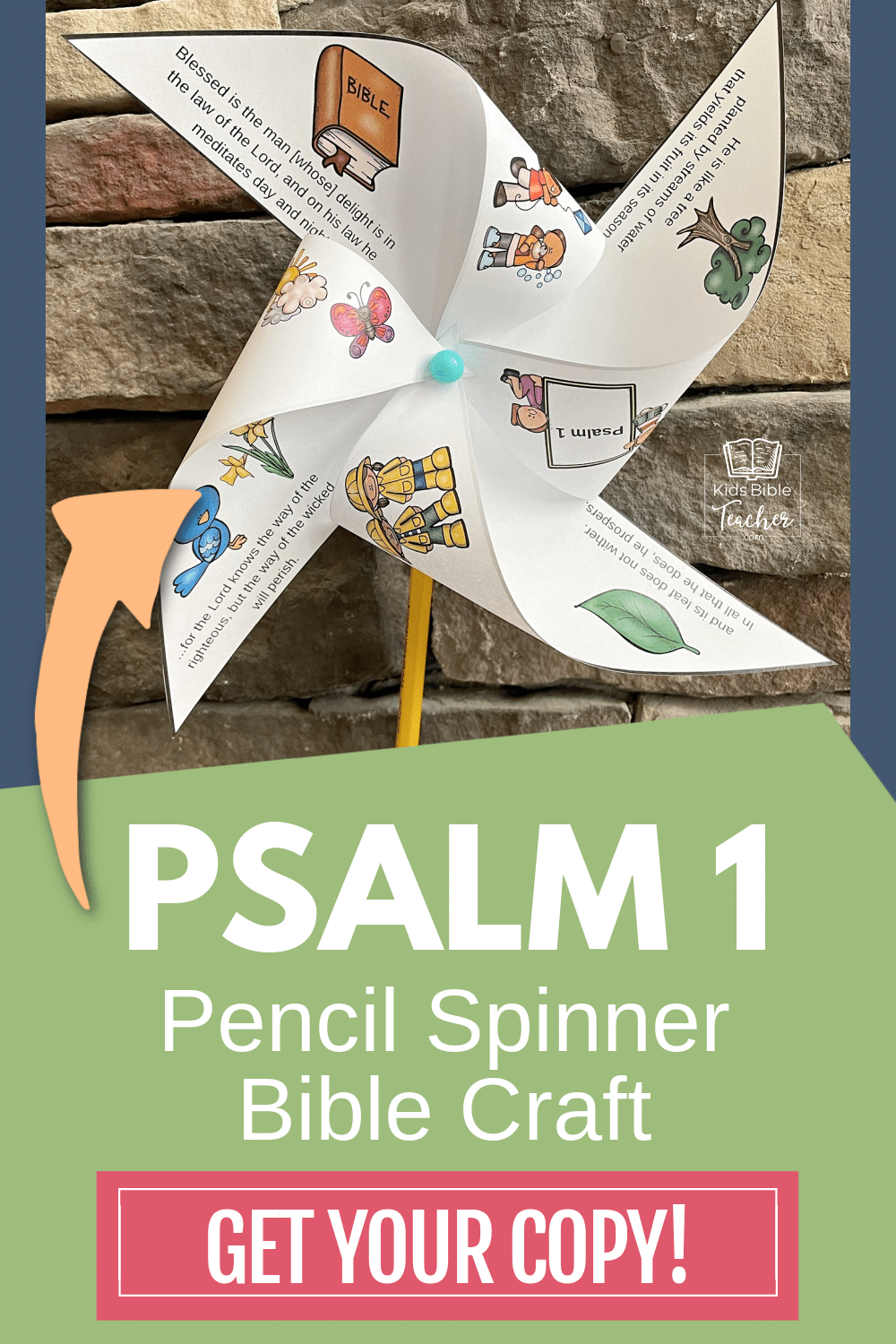 Psalm 1 Spring Pencil Spinner Craft - Kids Bible Teacher
