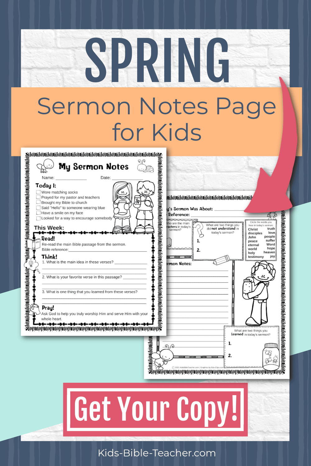 Spring Sermon Notes Page - Kids Bible Teacher