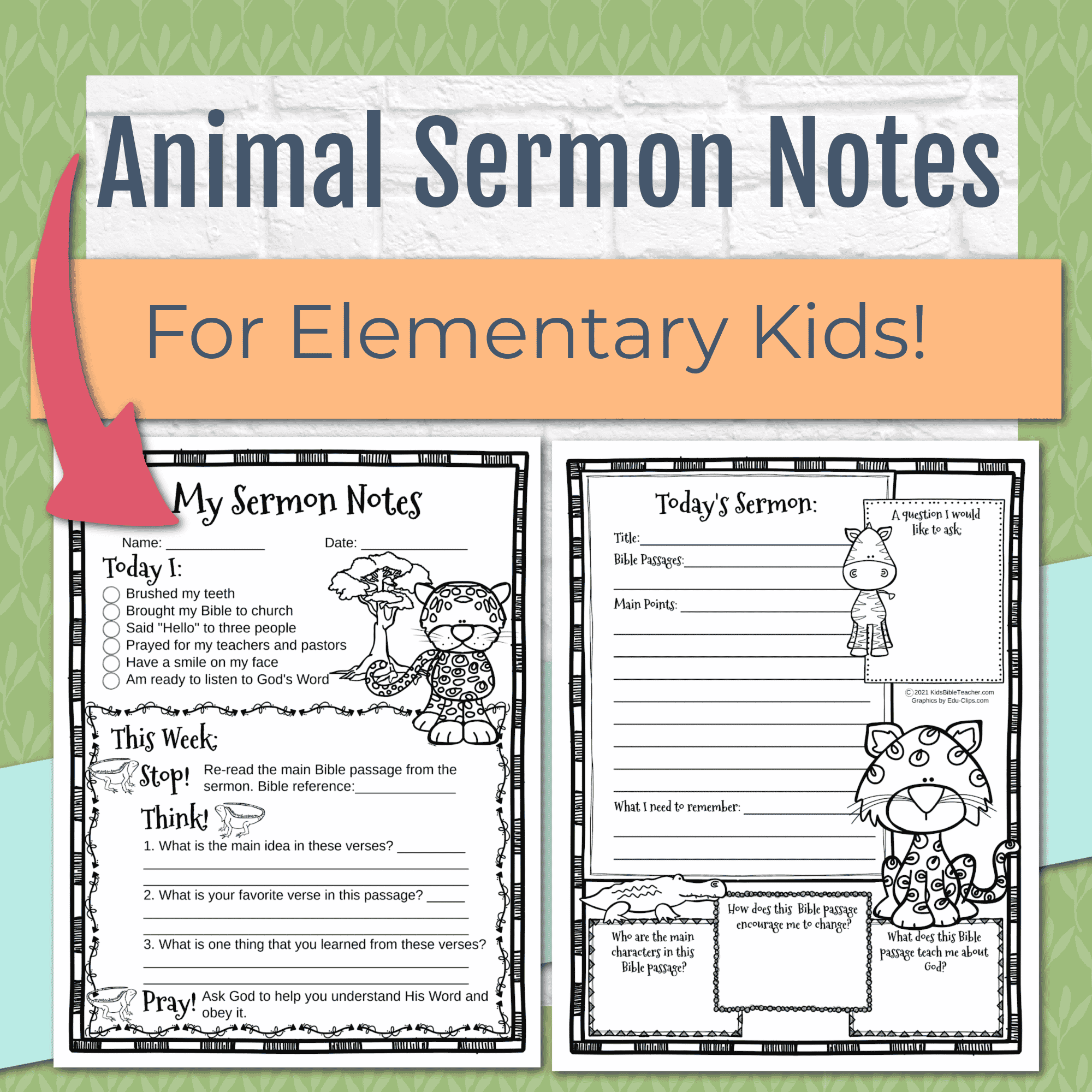 Animal Sermon Notes for Kids - Kids Bible Teacher