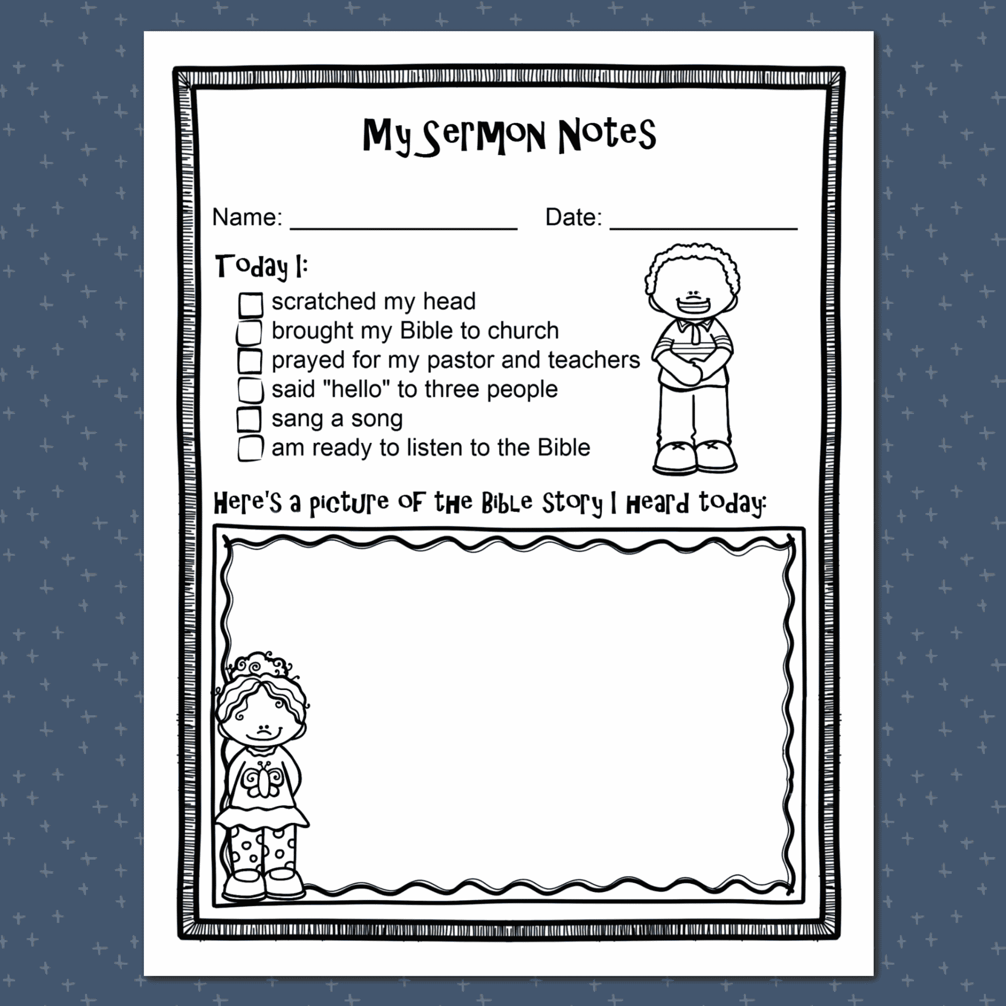 My First Sermon Notes for Preschoolers and Early Readers - Kids Bible ...