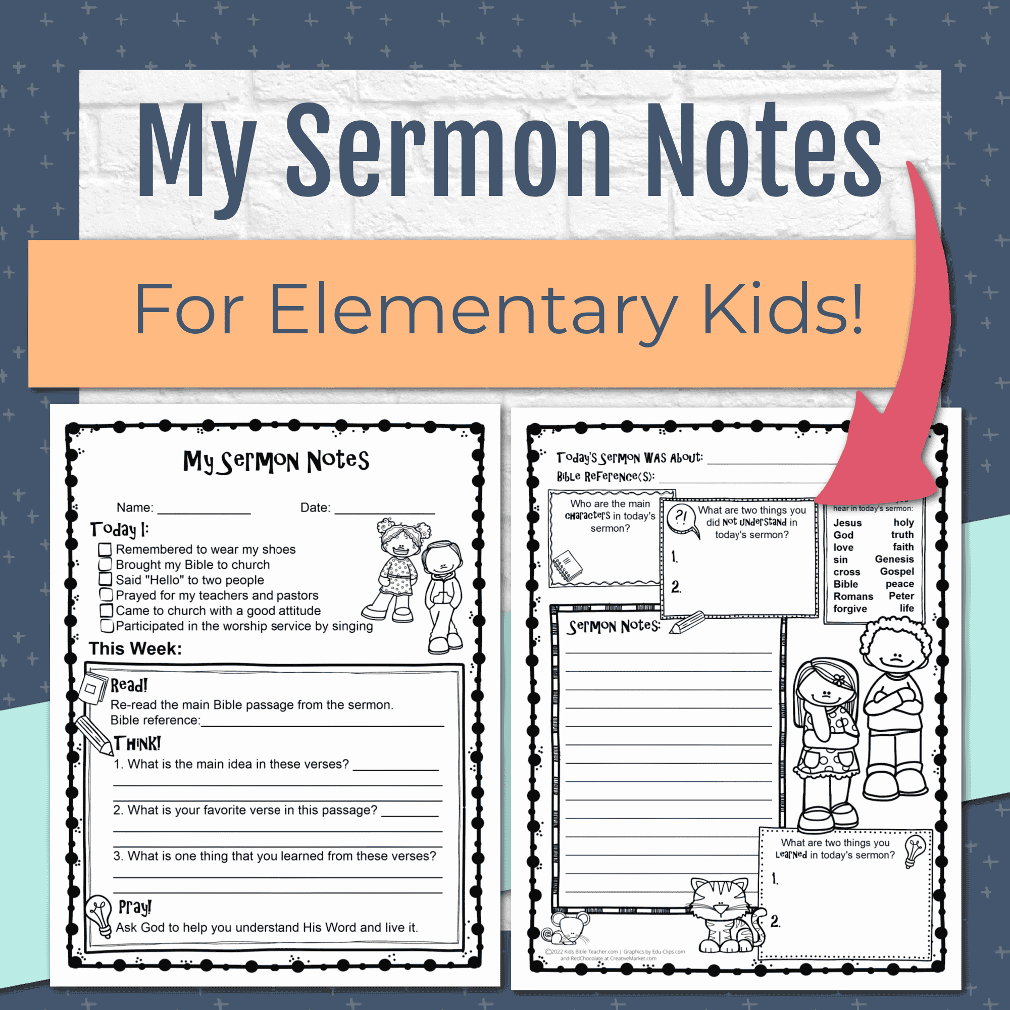 My Sermon Notes for Elementary Kids - Kids Bible Teacher