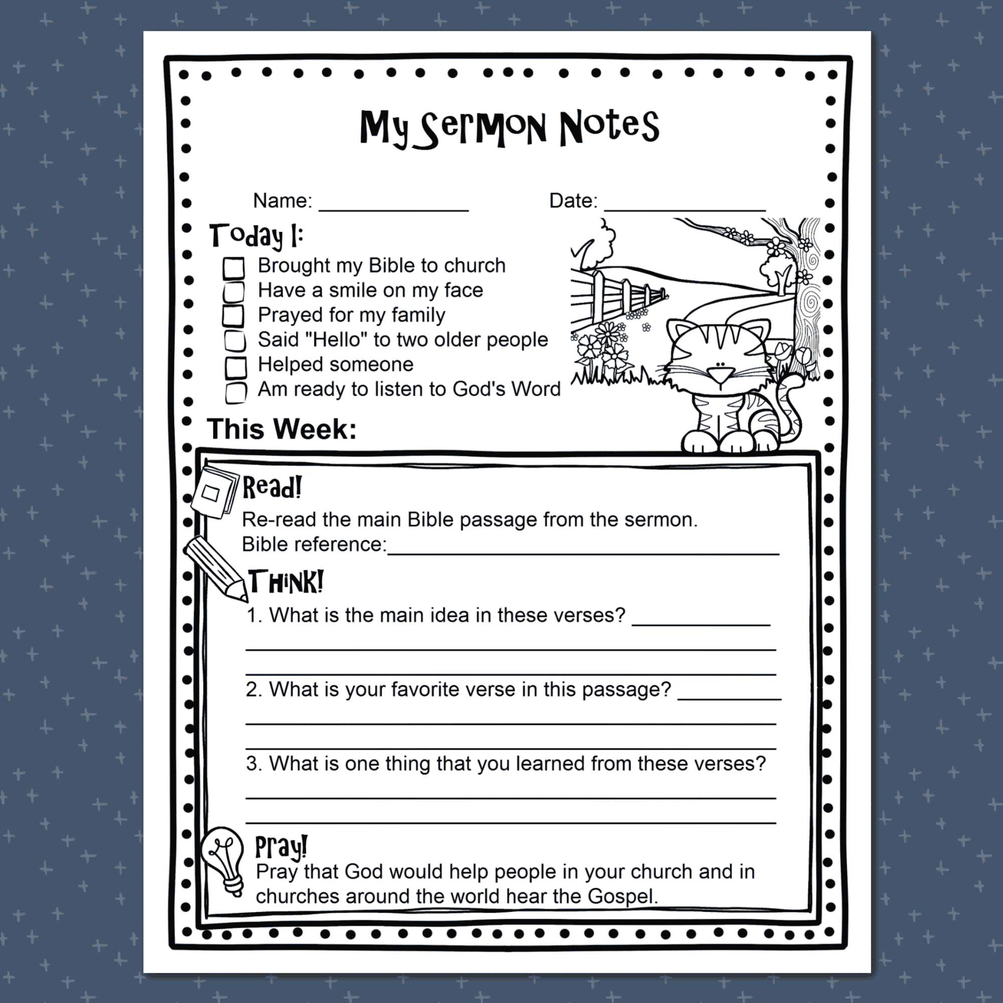 My Sermon Notes for Elementary Kids - Kids Bible Teacher