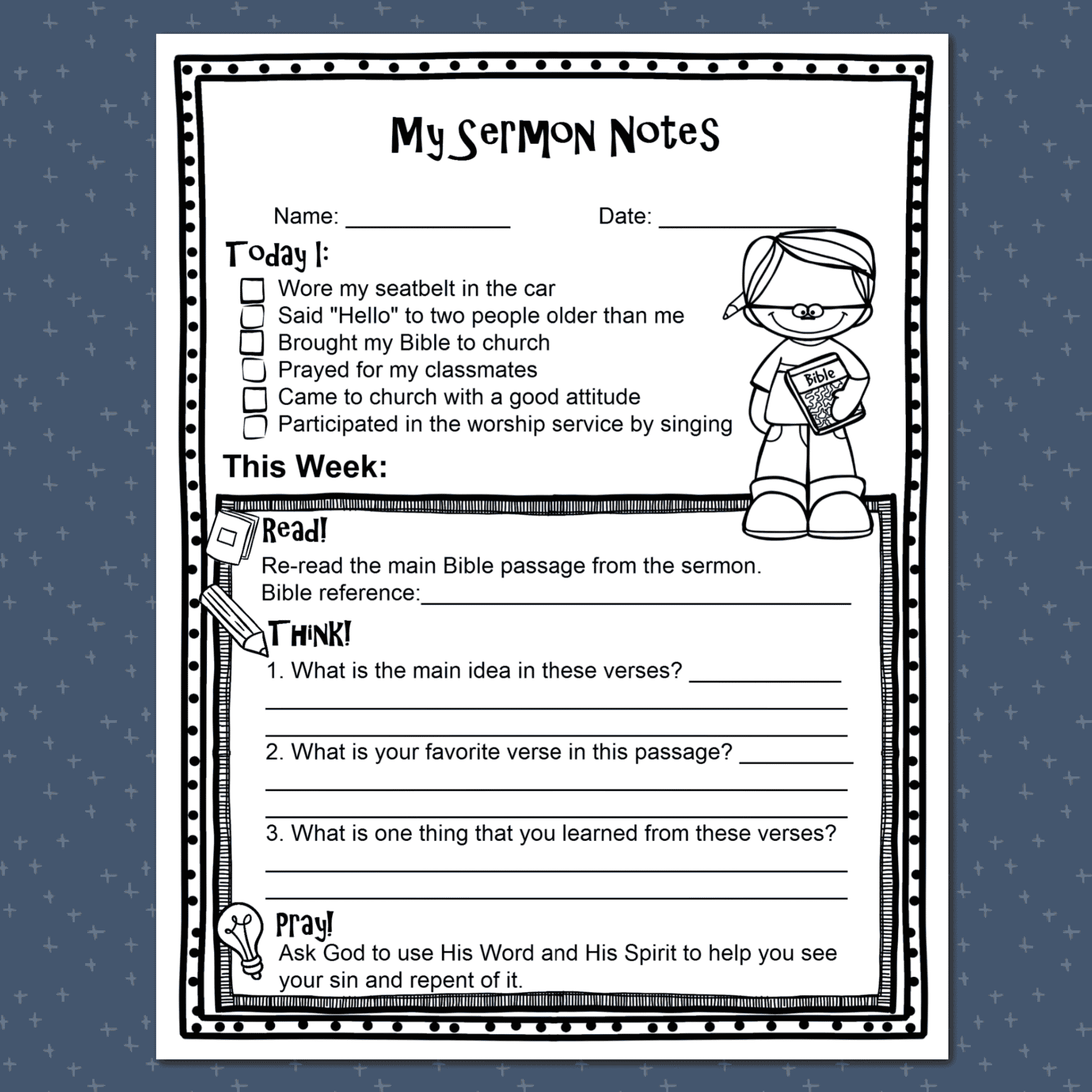 My Sermon Notes for Elementary Kids - Kids Bible Teacher