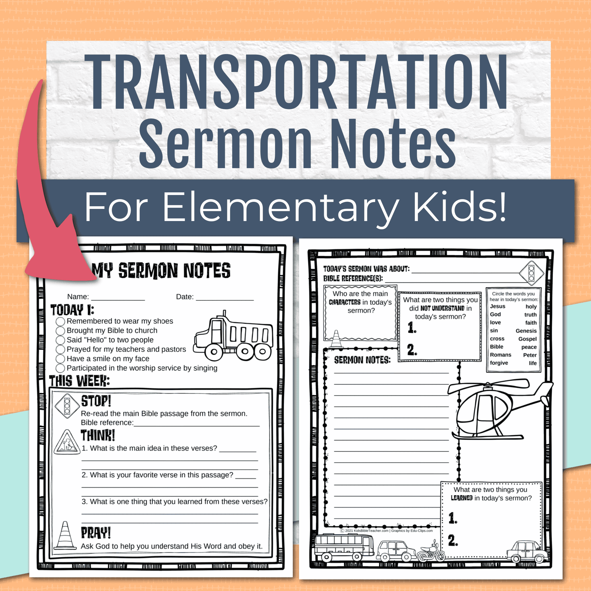 Transportation Sermon Notes - Kids Bible Teacher
