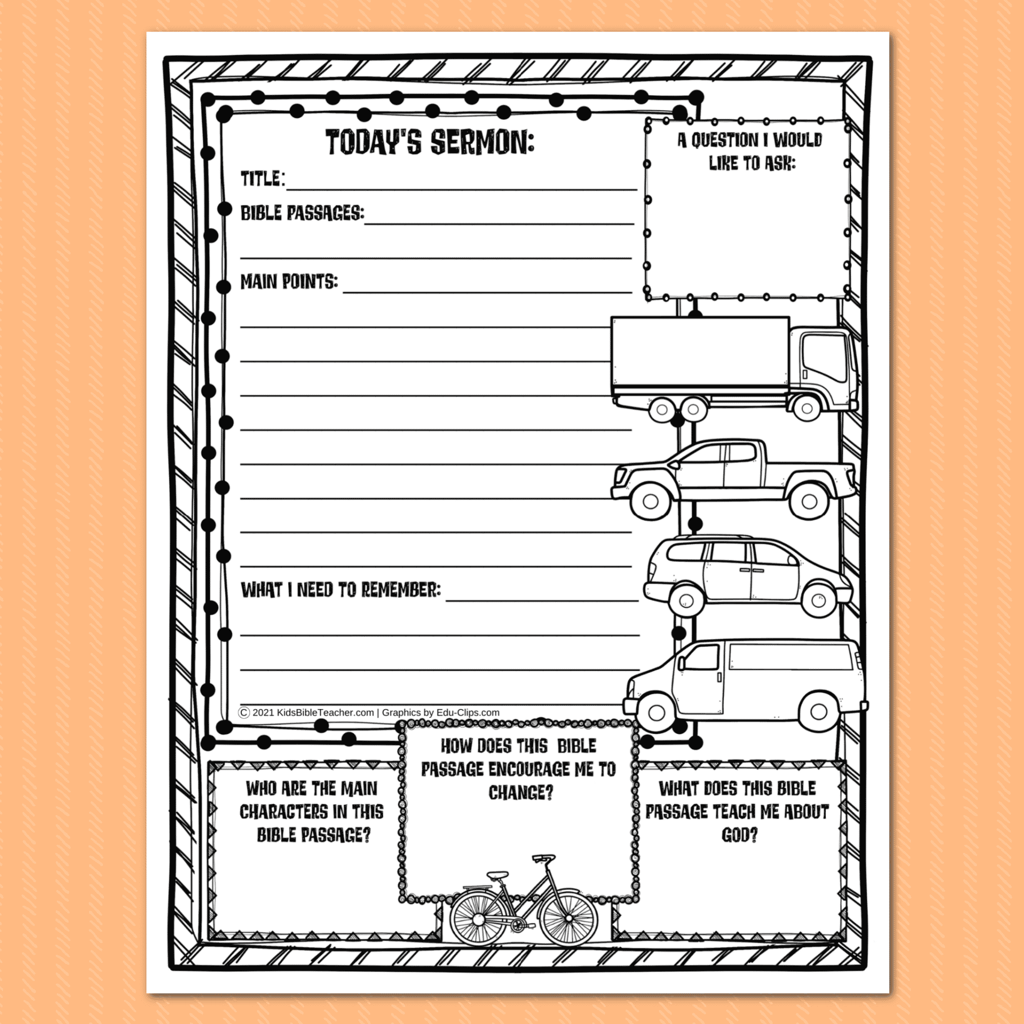 Transportation Sermon Notes - Kids Bible Teacher
