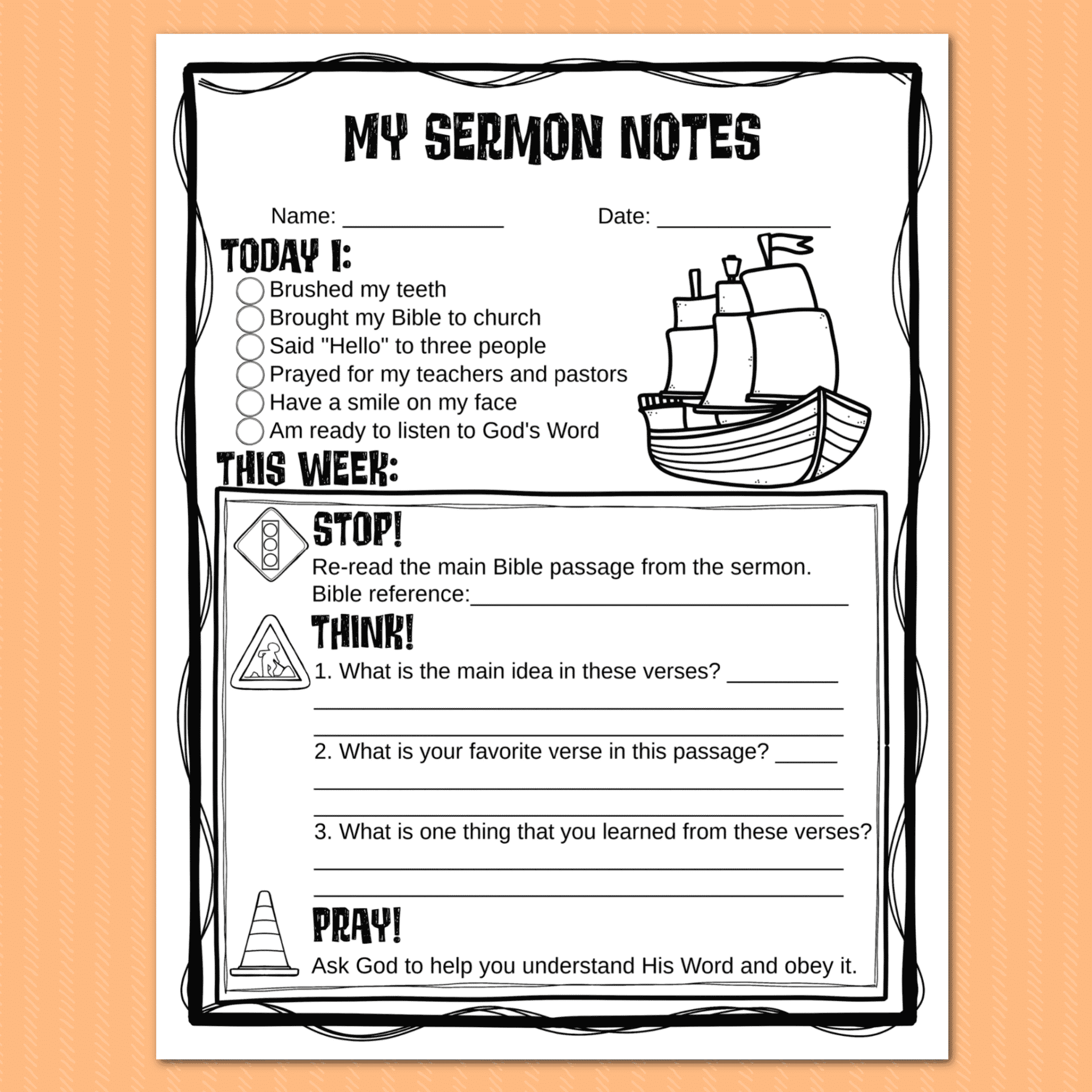 Transportation Sermon Notes - Kids Bible Teacher