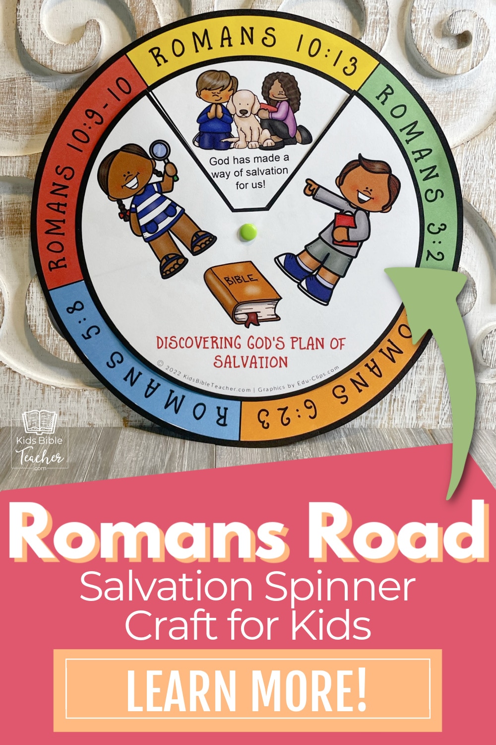 Sunday School Crafts - Verses for Romans Road Spinner - Kids Bible Teacher