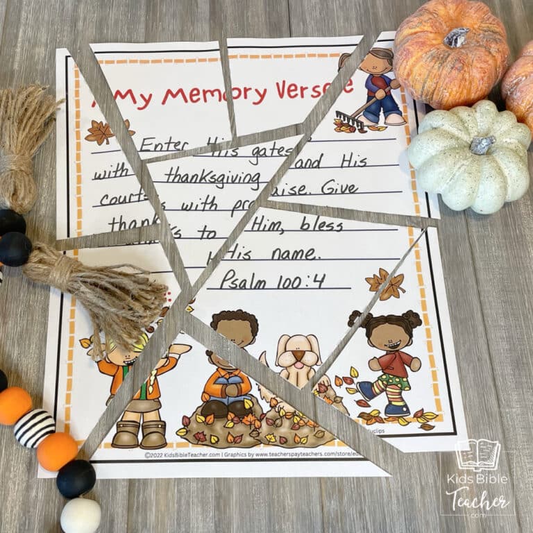 Thankful Verses Printable Puzzle and Memory Page for Kids - Kids Bible ...