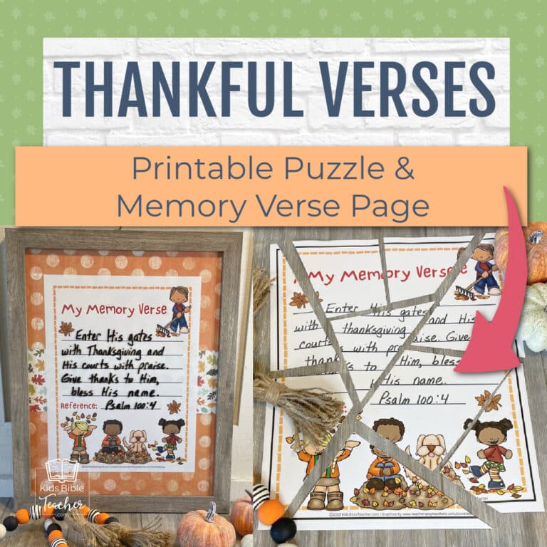 Thankful Verses Printable Puzzle and Memory Page for Kids - Kids Bible ...