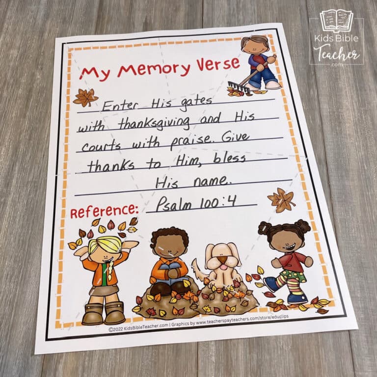 Thankful Verses Printable Puzzle and Memory Page for Kids - Kids Bible ...
