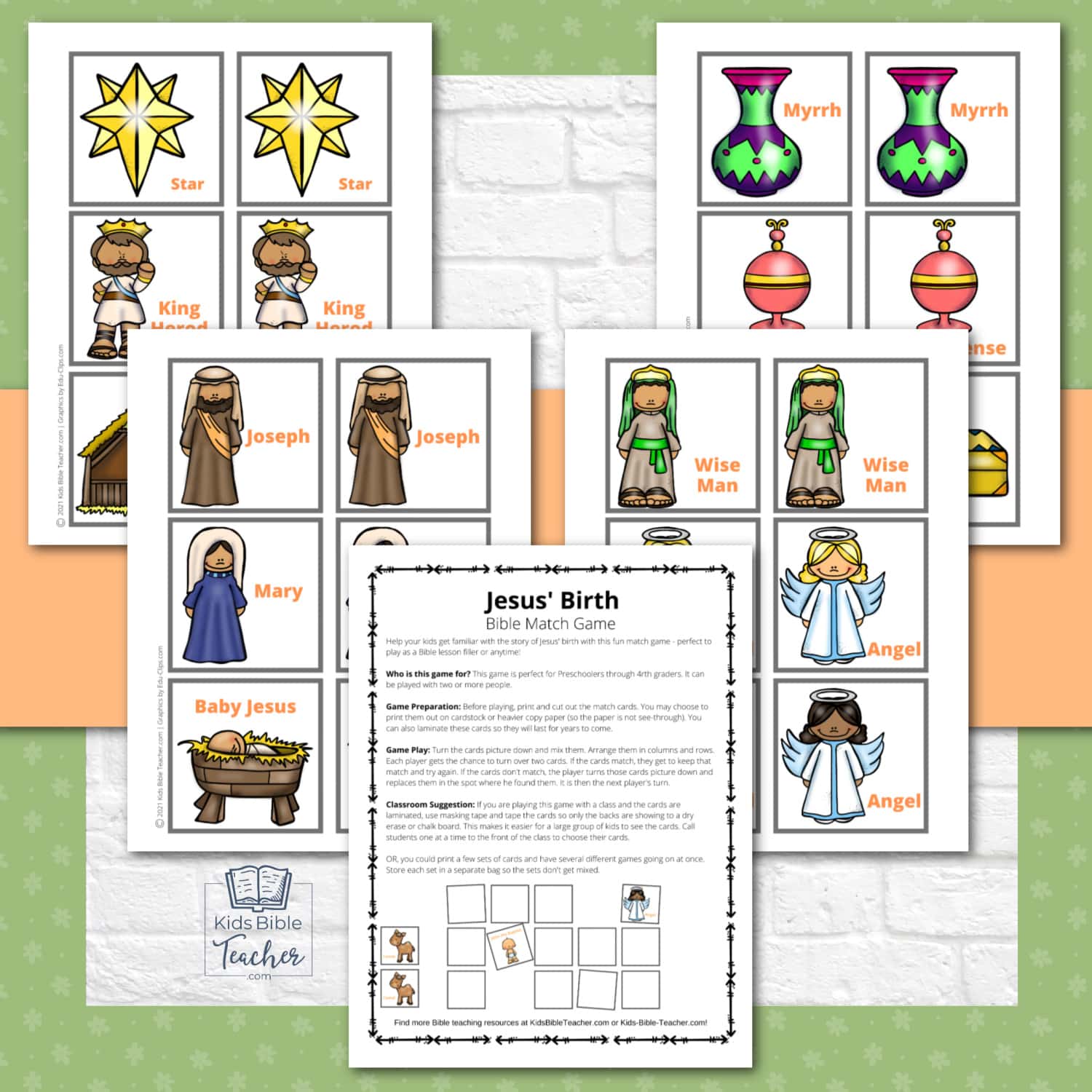 Christmas Bible Matching Game with Cards - Nativity Memory Game - Kids ...