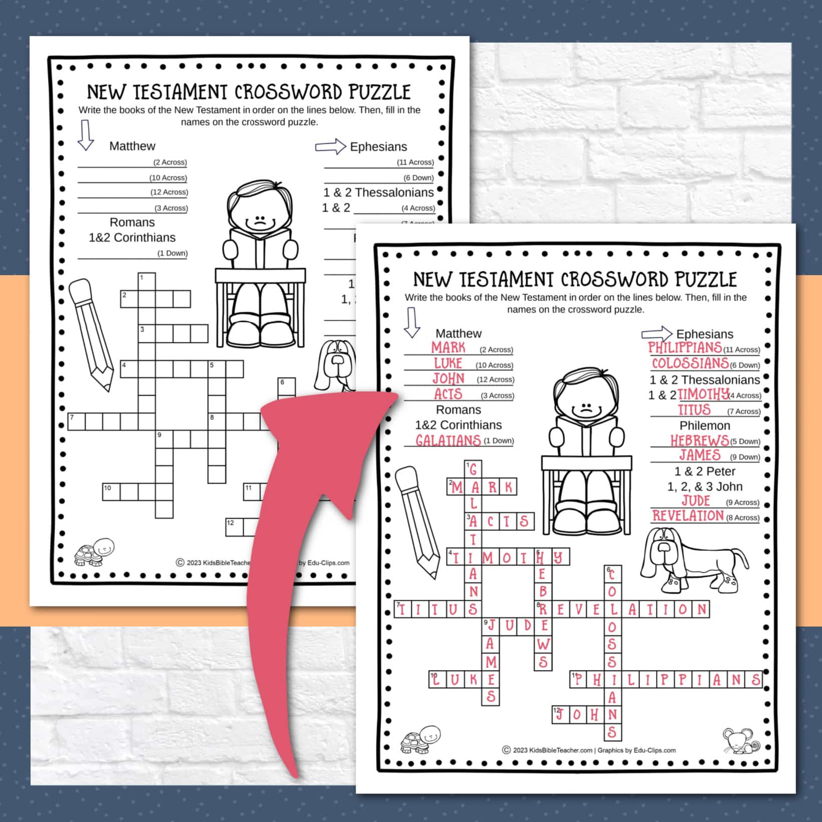 New Testament Crossword Books of the Bible Puzzle for Kids