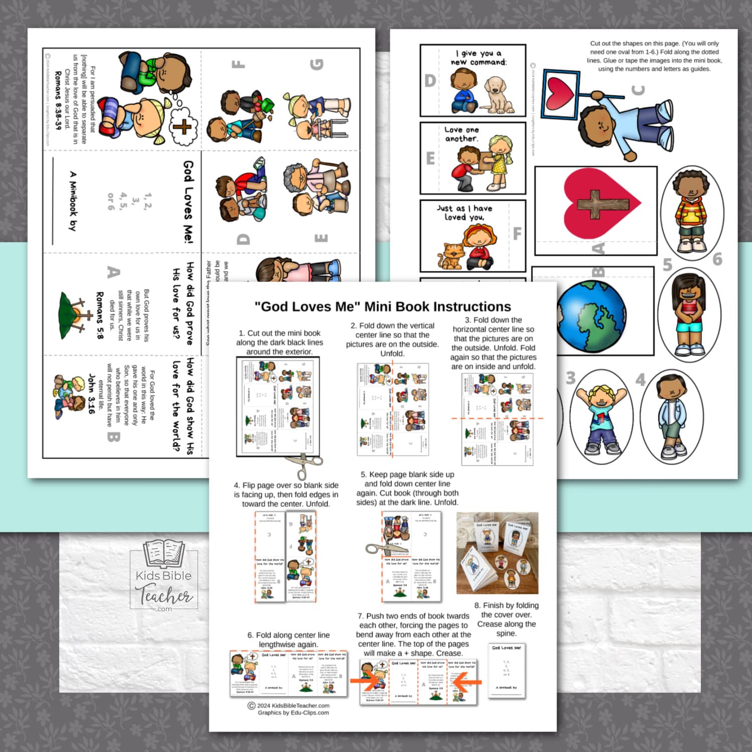 God Loves Me Mini Book Craft for Kids with Bible Verses about God's Love - Kids Bible Teacher