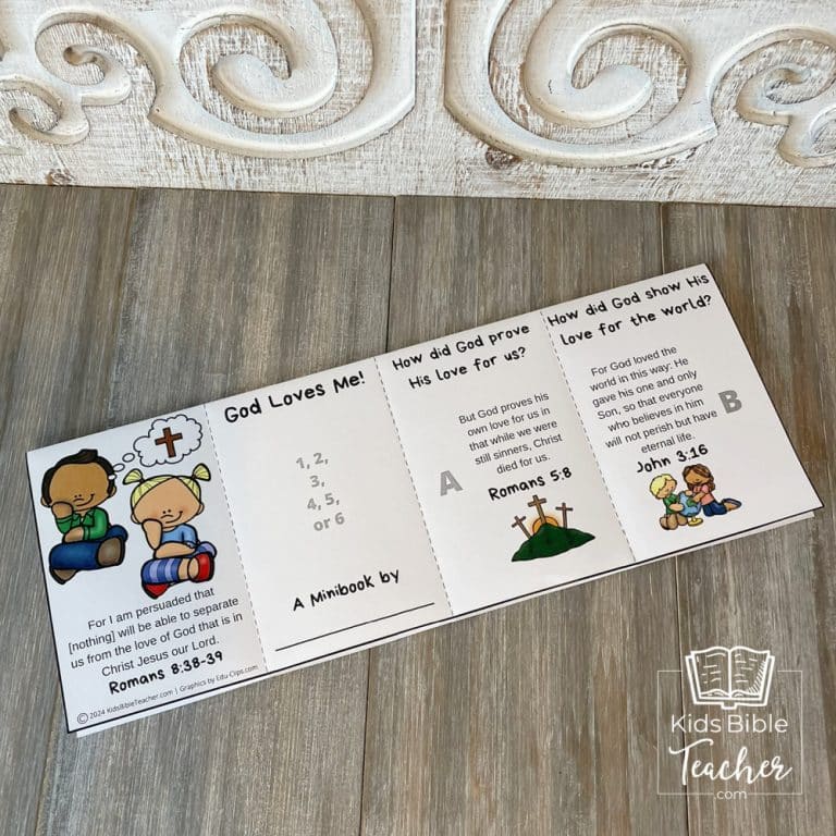 God Loves Me Mini Book Craft for Kids with Bible Verses about God's Love - Kids Bible Teacher