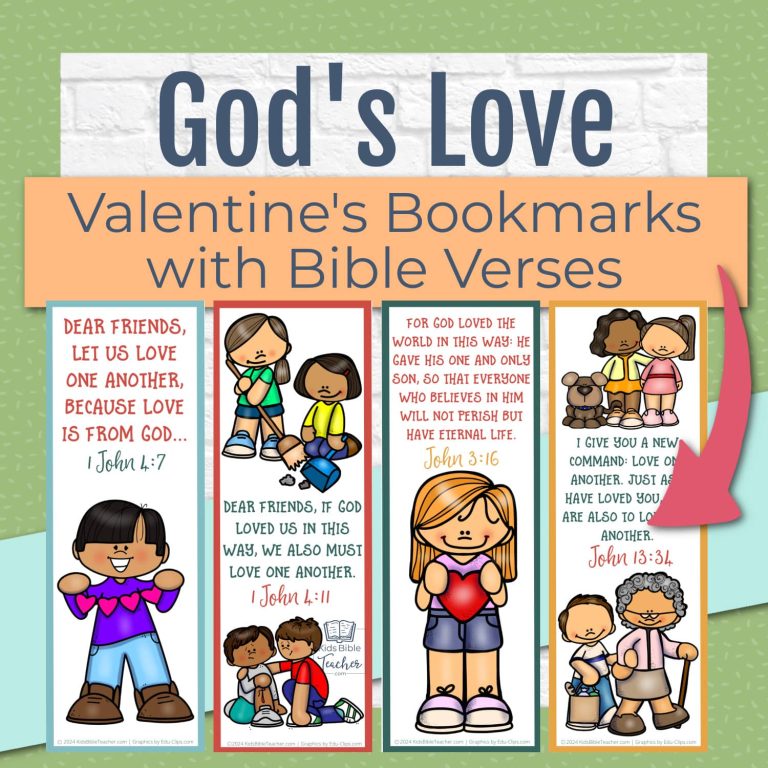 God's Love Bookmarks with Valentine's Day Bible Verses - Kids Bible Teacher