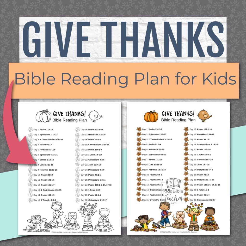 "Give Thanks" Thanksgiving Bible Reading Plan - Kids Bible Teacher