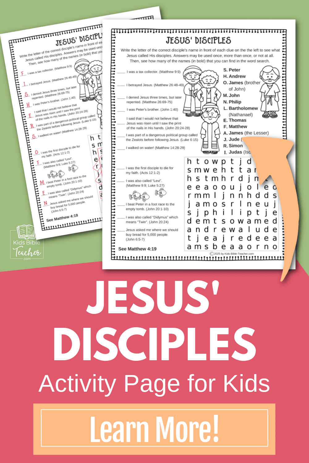 Jesus' Disciples Activity Page – Fun Bible Worksheet for Kids - Kids ...