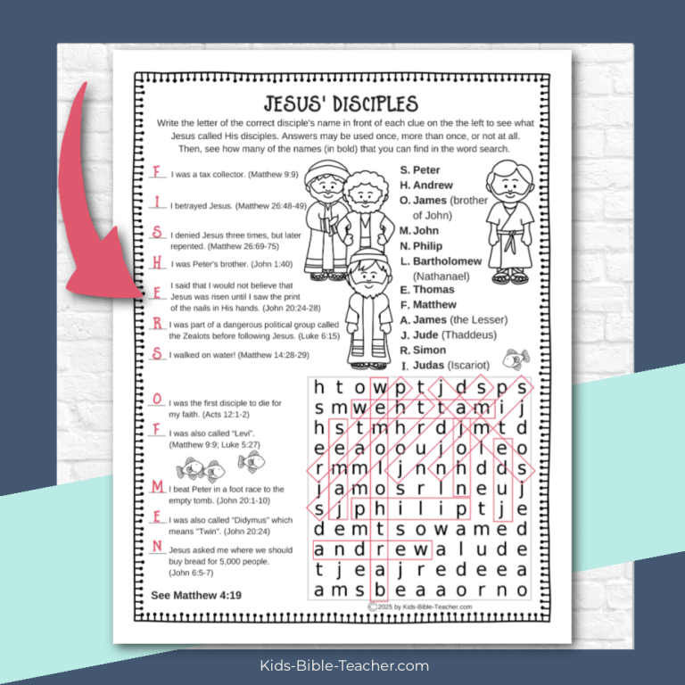 Jesus' Disciples Activity Page – Fun Bible Worksheet for Kids - Kids ...