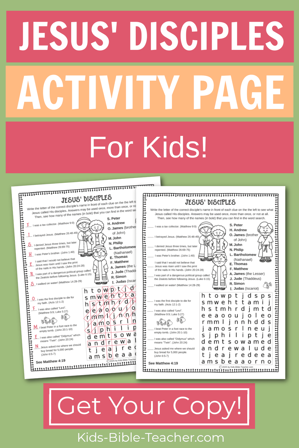 Jesus' Disciples Activity Page – Fun Bible Worksheet for Kids - Kids ...